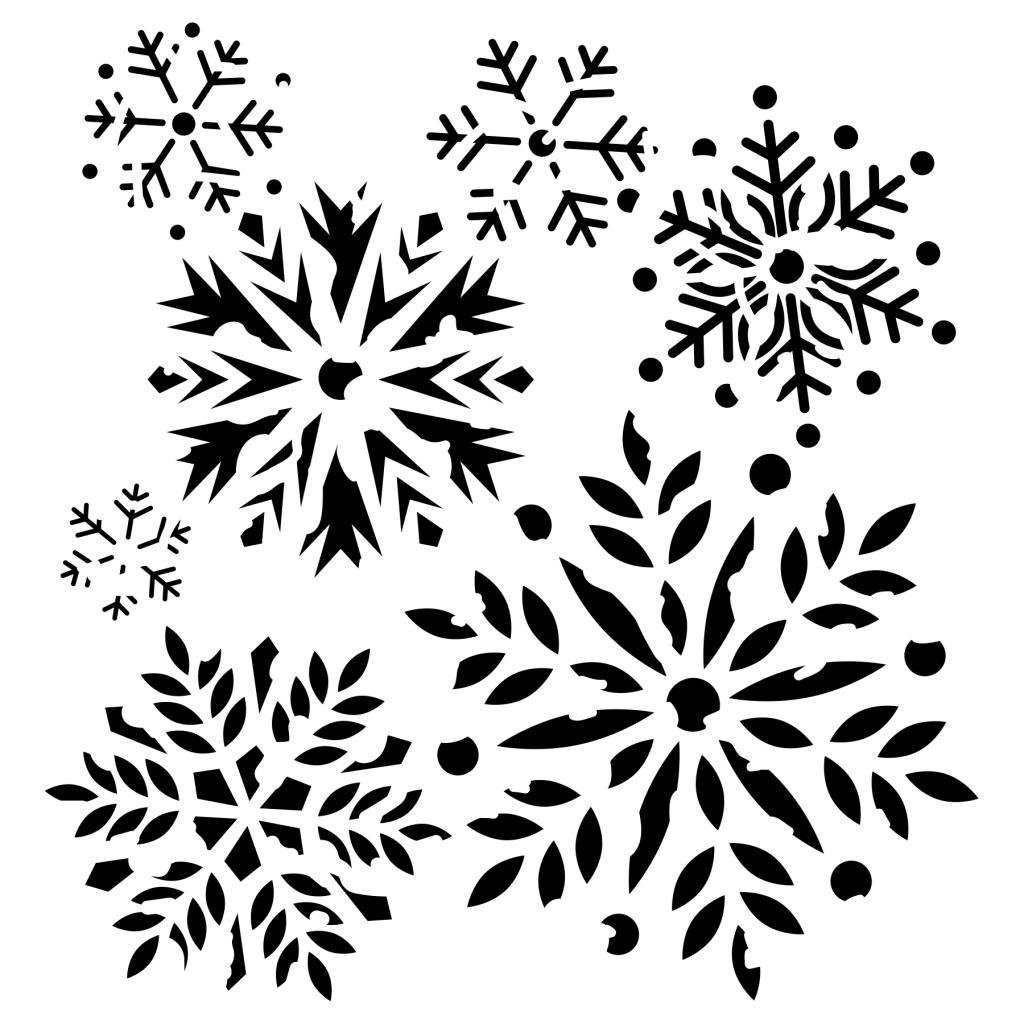 Stencil - Damaged Snowflakes (6x6 Inch) - IndigoBlu