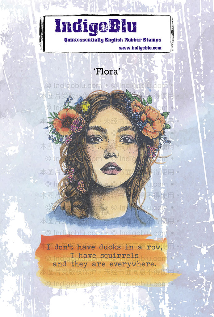 Flora A6 Red Rubber Stamp - IndigoBlu