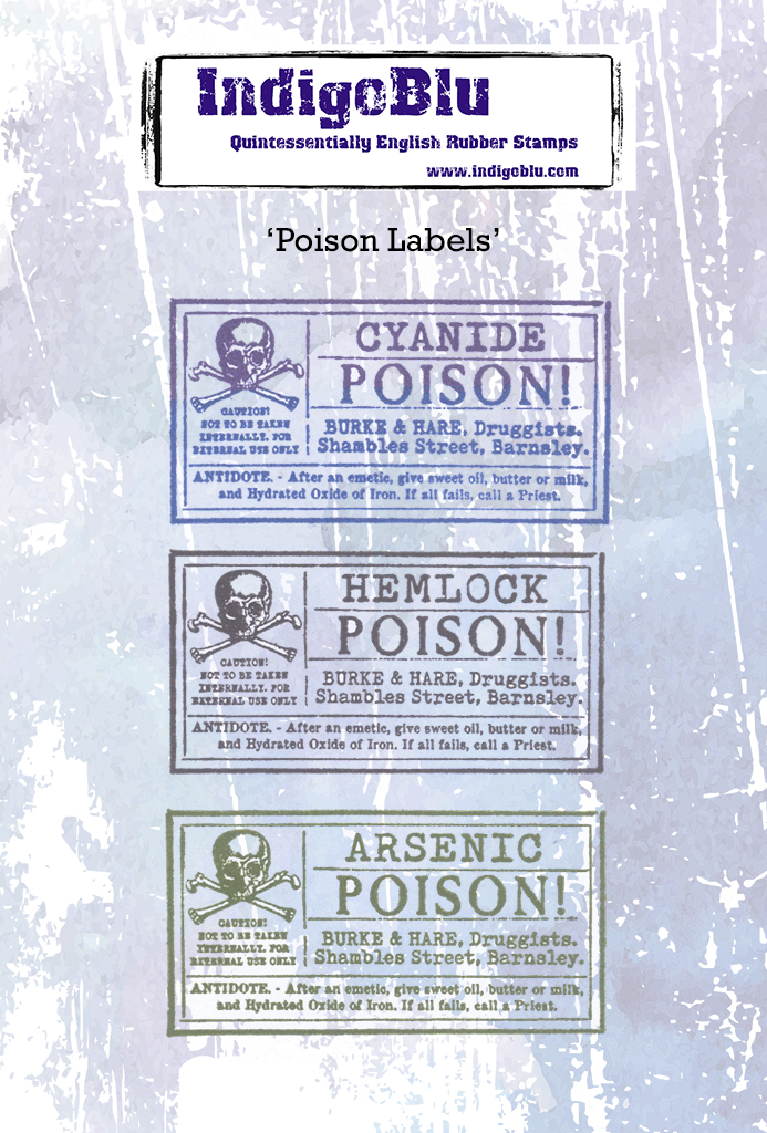 Poison Labels A6 Red Rubber Stamp - IndigoBlu