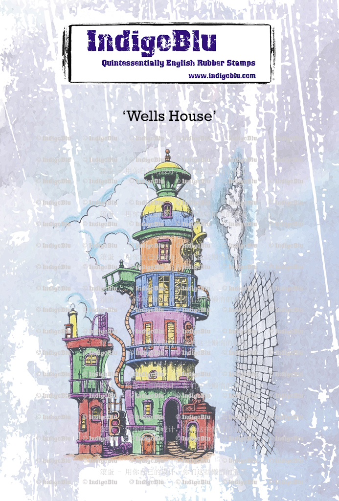 Wells House A6 Red Rubber Stamp - IndigoBlu