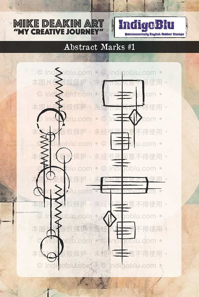 Abstrakt Marks #1 A6 Red Rubber Stamp by Mike Deakin - IndigoBlu