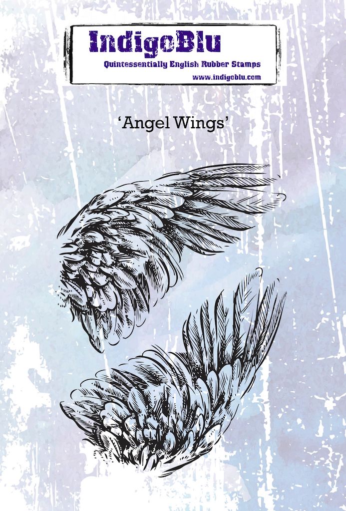 Angel Wings A6 Red Rubber Stamp by Kay Halliwell-Sutton - IndigoBlu