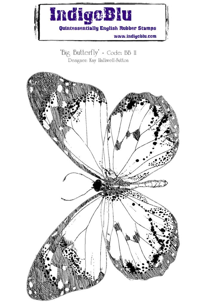 Big Butterfly 1 A6 Red Rubber Stamp - IndigoBlu
