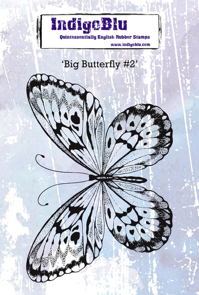 Big Butterfly 2 A6 Red Rubber Stamp by Kay Halliwell-Sutton - IndigoBlu