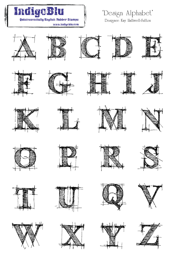 Design Alphabet A5 Red Rubber Stamp by Kay Halliwell-Sutton - IndigoBlu