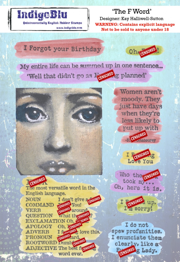 The F Word A5 Red Rubber Stamp by Kay Halliwell-Sutton - IndigoBlu