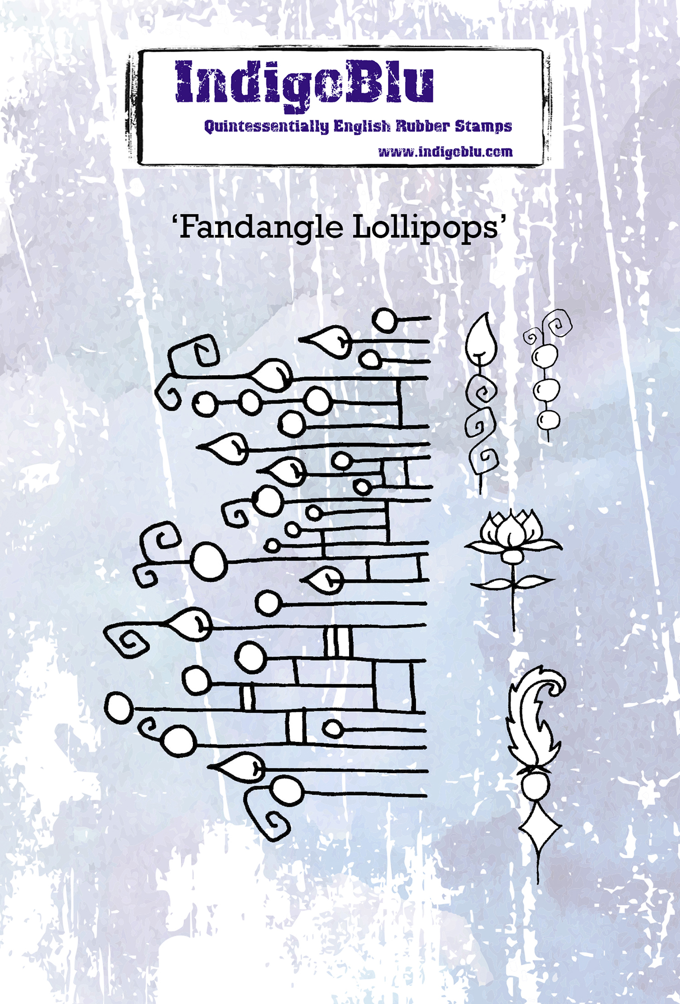 Fandangle Lollipops A6 Red Rubber Stamp by Kay Halliwell-Sutton - IndigoBlu