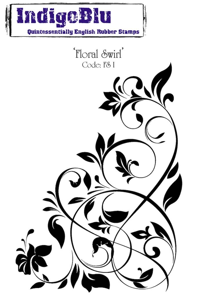 Floral Swirl A6 Red Rubber Stamp - IndigoBlu