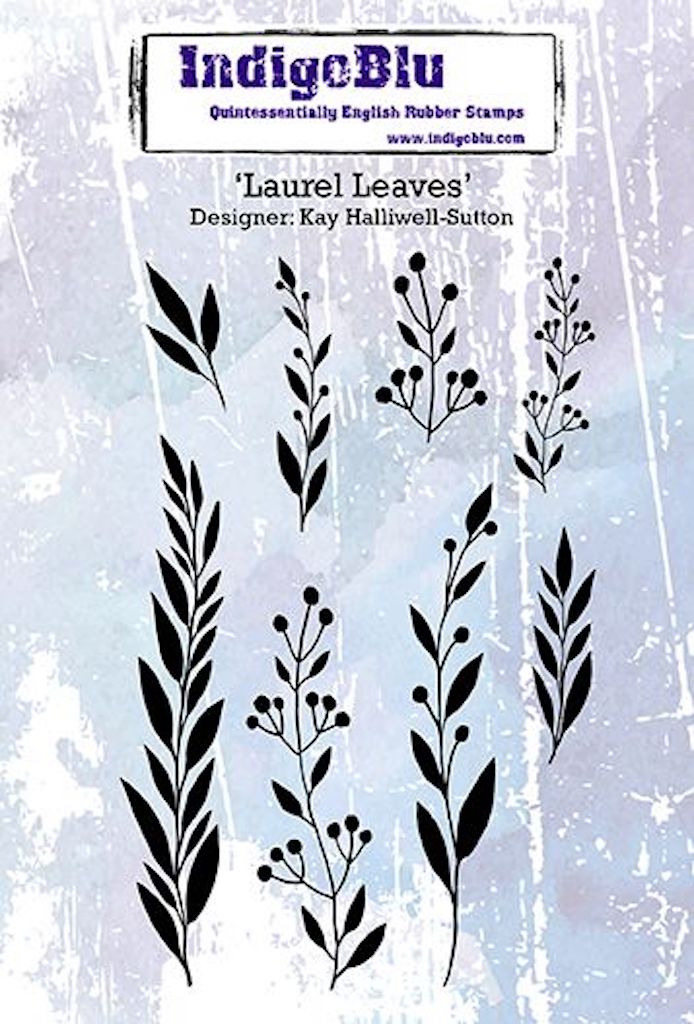 Laurel Leaves A6 Red Rubber Stamp by Kay Halliwell-Sutton - IndigoBlu