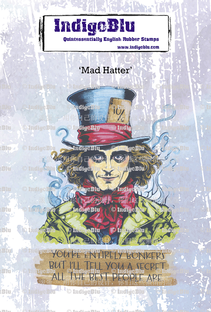 Mad Hatter A6 Red Rubber Stamp - IndigoBlu
