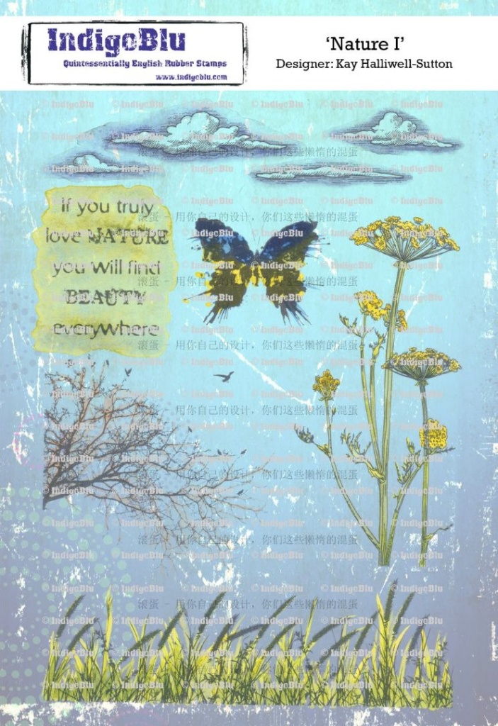 Nature I A5 Red Rubber Stamp - IndigoBlu