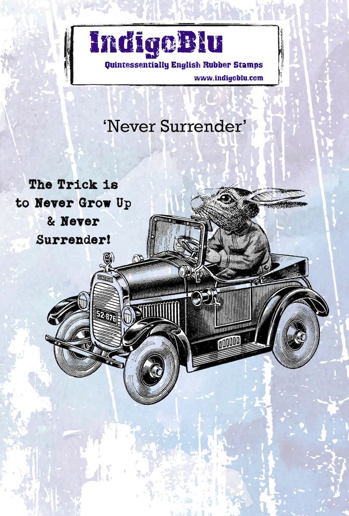 Never Surrender A6 Red Rubber Stamp - IndigoBlu