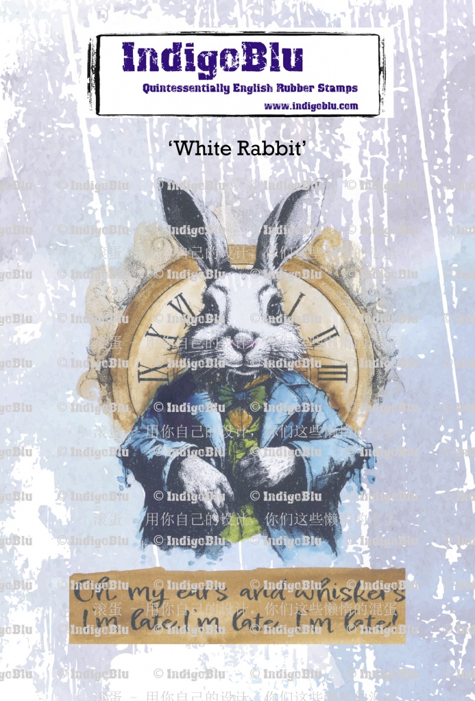 White Rabbit A6 Red Rubber Stamp - IndigoBlu