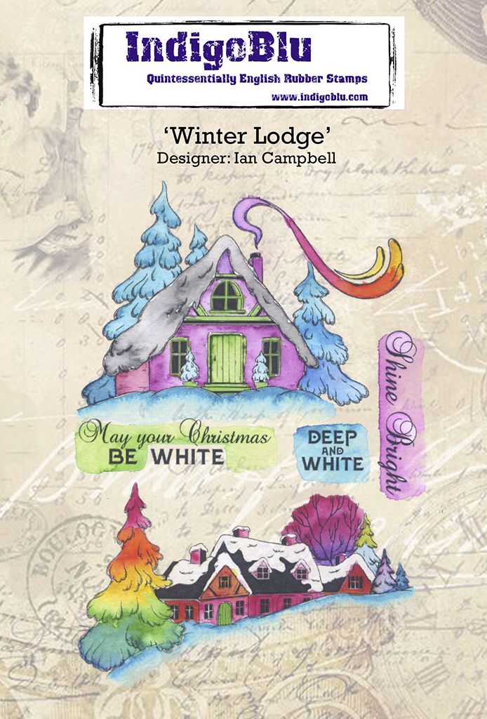 Winter Lodge A6 Red Rubber Stamp - IndigoBlu