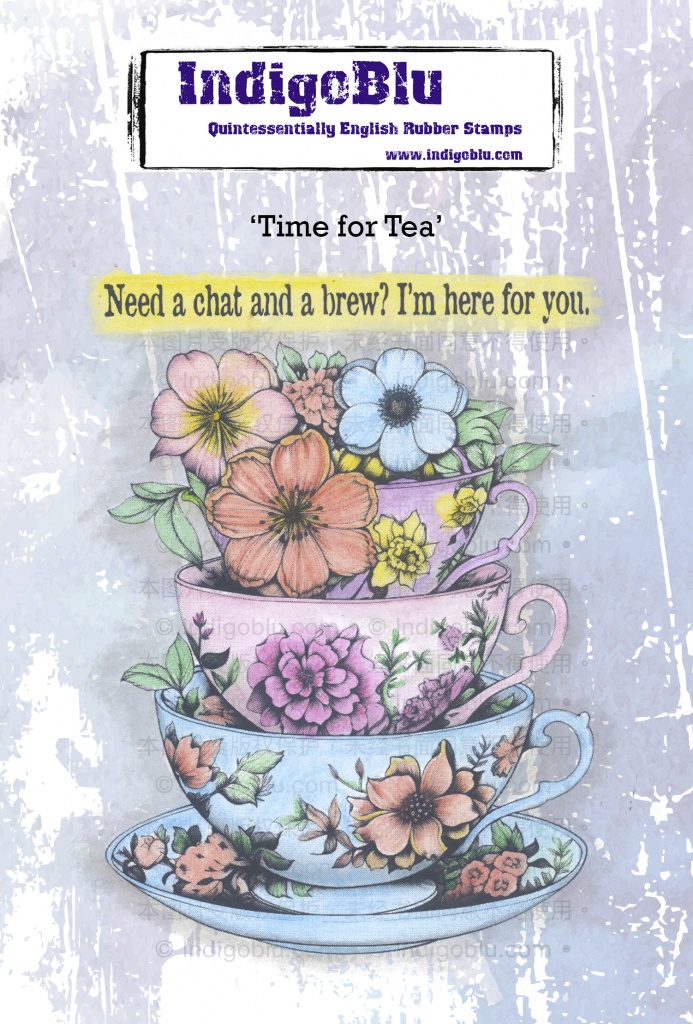 Time for Tea A6 Red Rubber Stamp - IndigoBlu