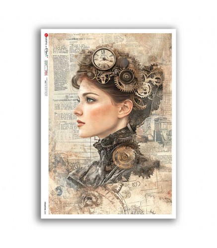 Premium Rice Paper - Steampunk-0005 - 1 Design of A5 - IndigoBlu
